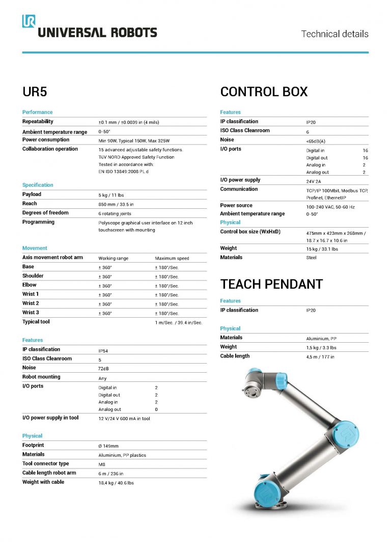 Universal Robots UR5 Collaborative Robots – EPCO Precision